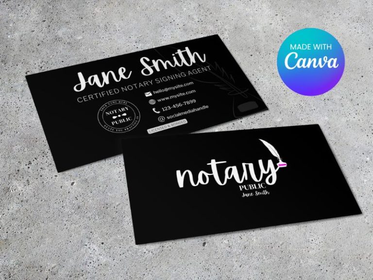Notary Public Business Card Template | Traci's Creative Shop